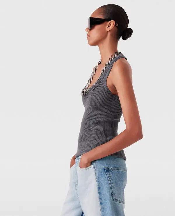 Stella Mccartney Chunky Chain Tank Top - Dark Gray Melange